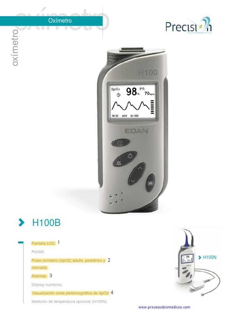 2 Oximetro (EDAN H100B) Salutem | PDF | Tecnología de información y comunicaciones | Ingenieria ...