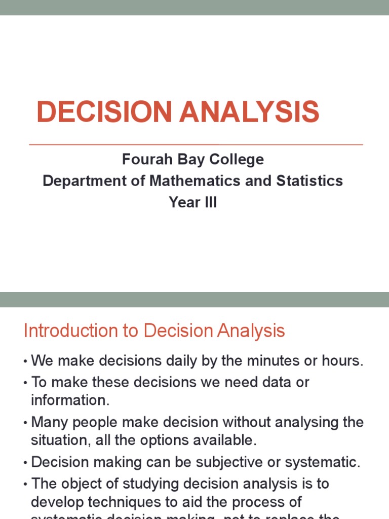 Decision Analysis | PDF
