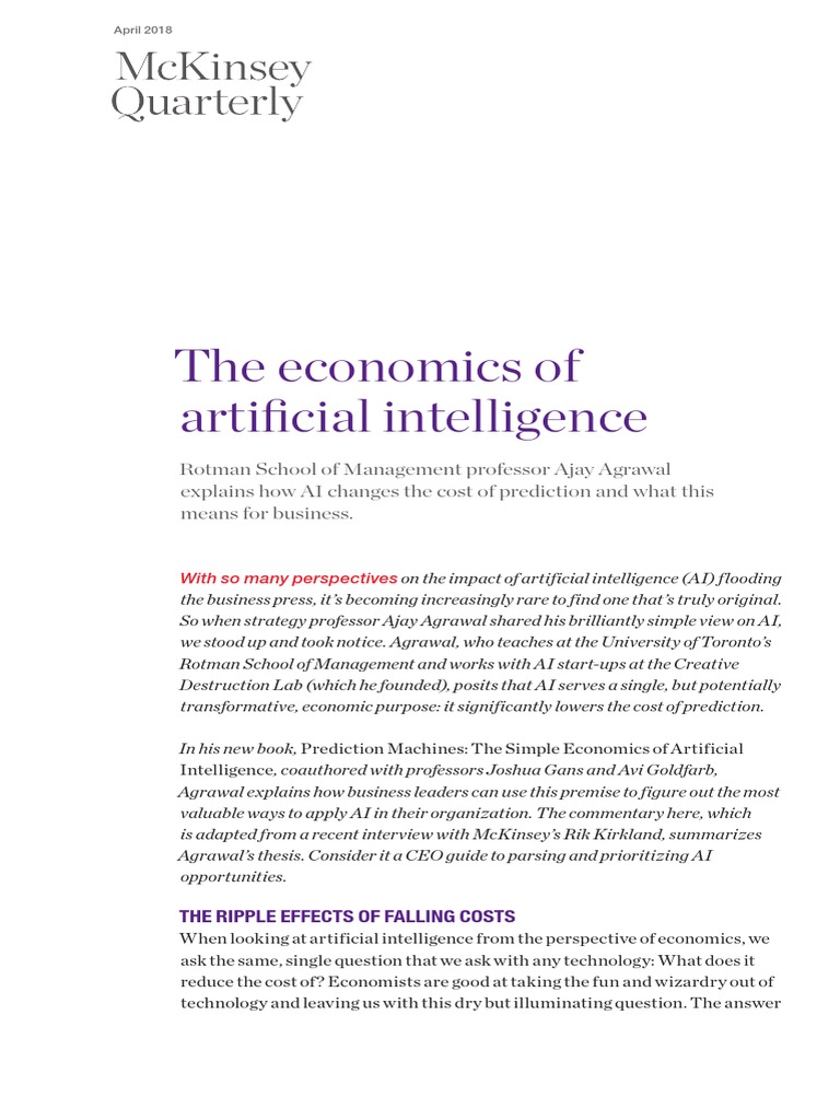 The Economics Of Artificial Intelligence Pdf Artificial Intelligence Intelligence Ai