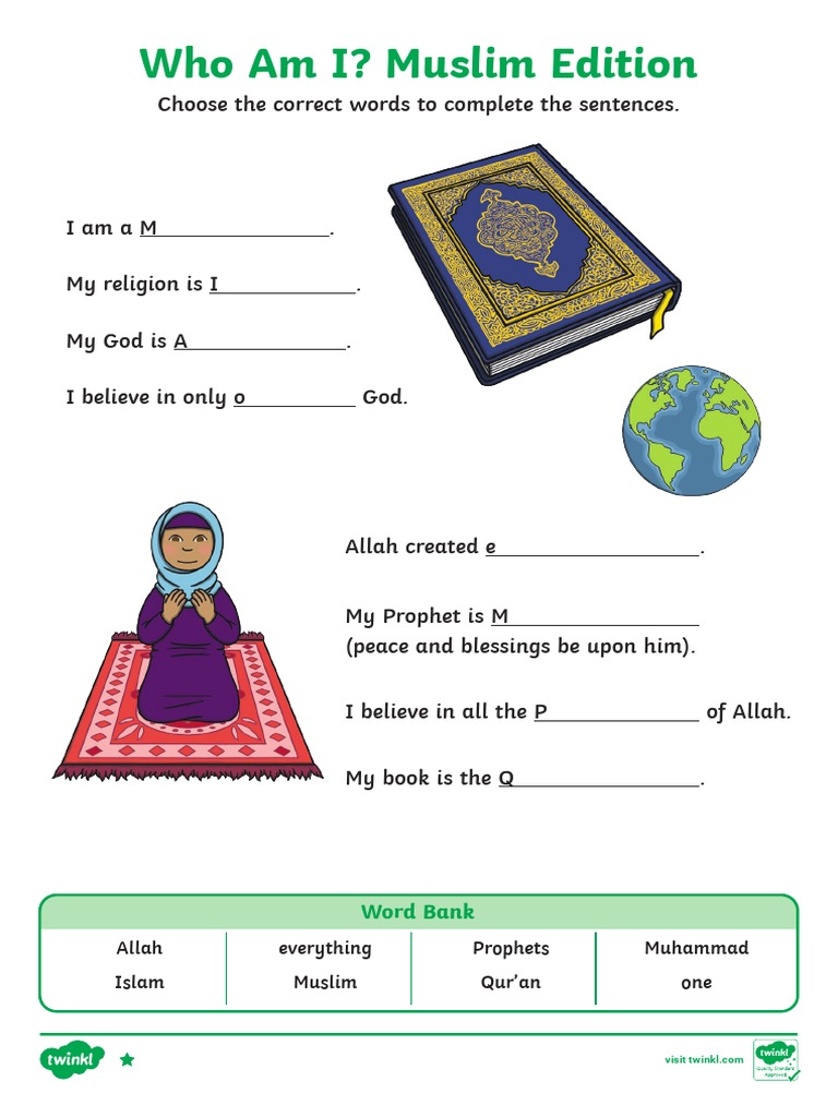 Cloze Activity | PDF | God In Islam | Prophets And Messengers In Islam