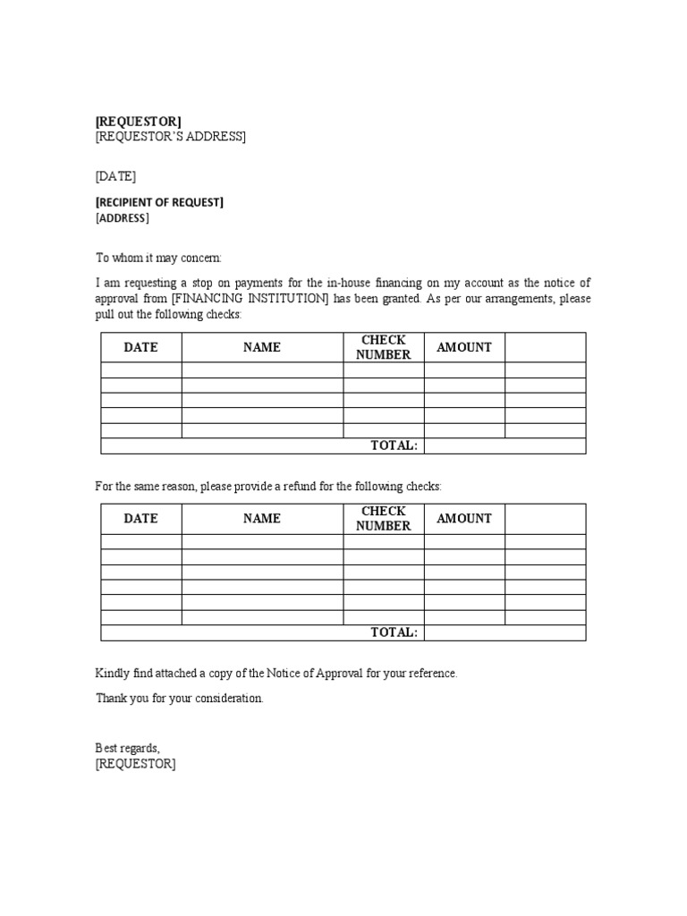Payment Stop and Refund Request | PDF | Business | Law