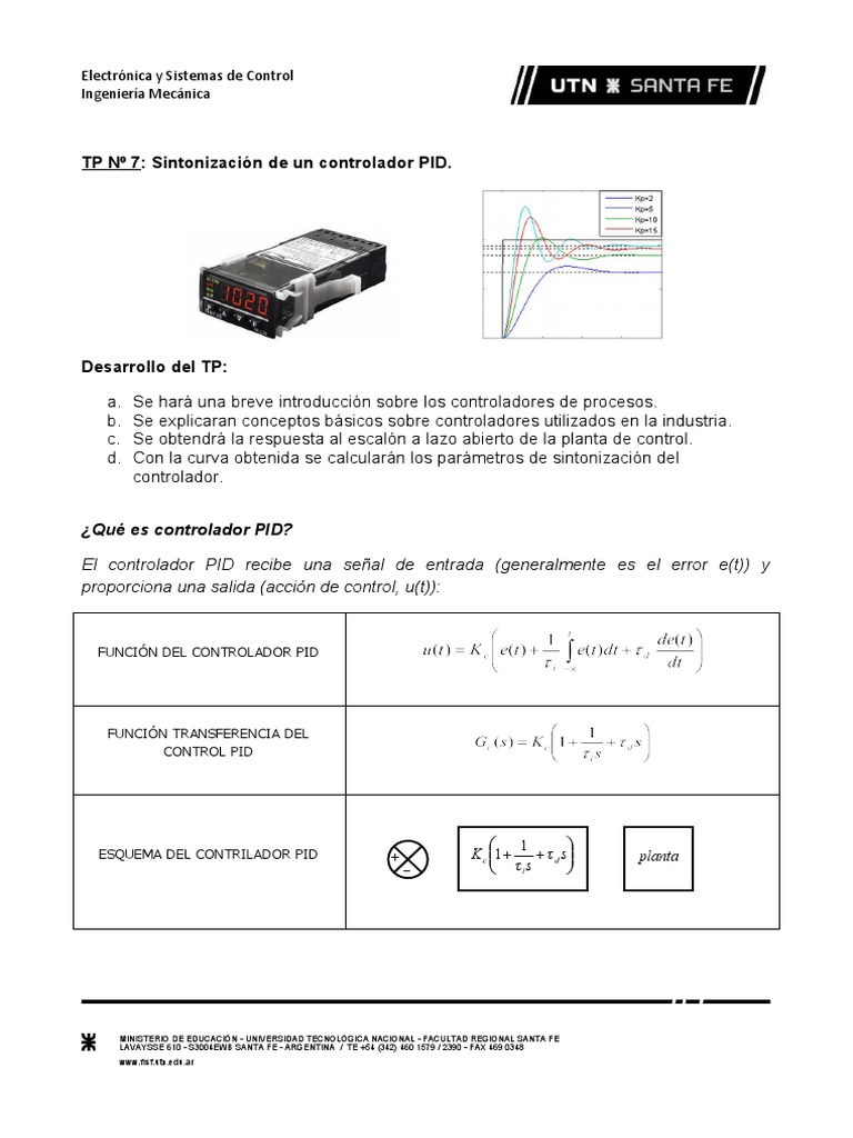 TP7 - Sintonización de PID | PDF | Resistencia Eléctrica y Conductancia | Sistema de control