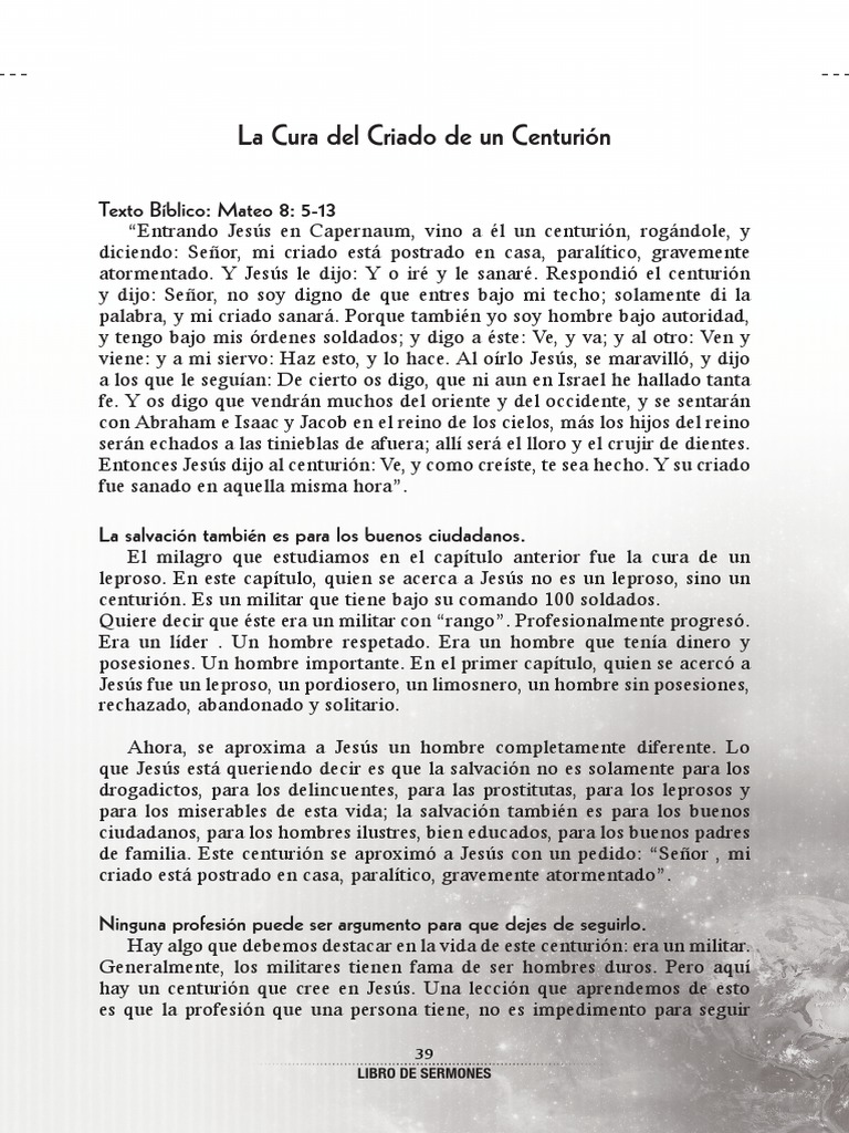 11 La Cura Del Criado de Un Centurión | PDF | Jesús | Dios