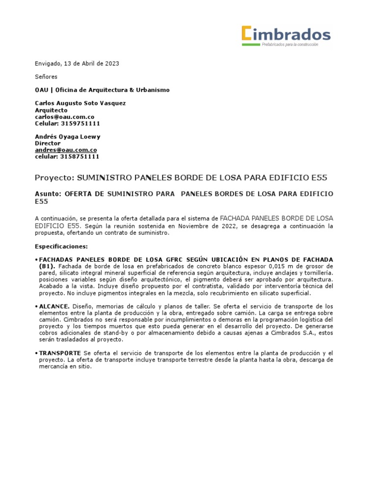 Borde de Losa Edificio E55 13042023 | PDF | Hormigón