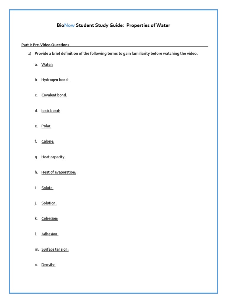 Water's Unique Properties Guide | PDF | Water | Properties Of Water