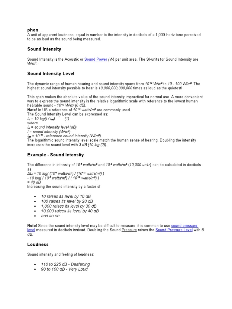 Sound Pressure Level and Power | PDF | Loudspeaker | Decibel