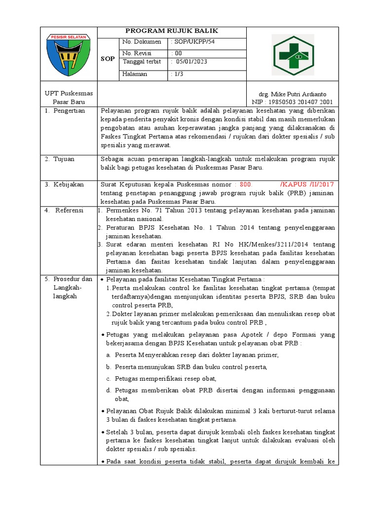 3.7.2 A SOP Program Rujuk Balik | PDF | Pengembangan Diri