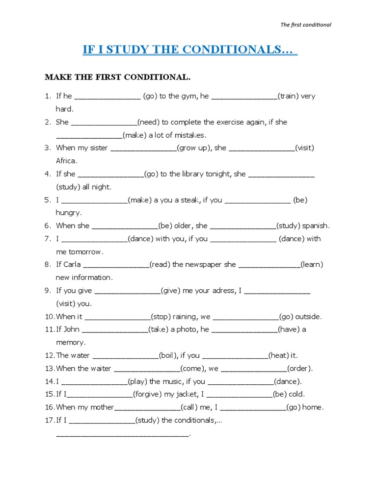 If I Study The Conditionals... The I. CONDITIONAL Practice | PDF
