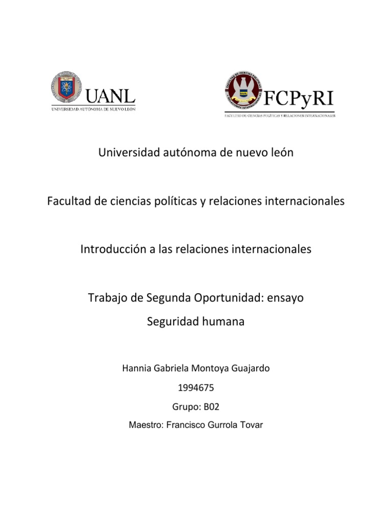 Ensayo Seguridad Humana | PDF | Seguridad humana | Valores