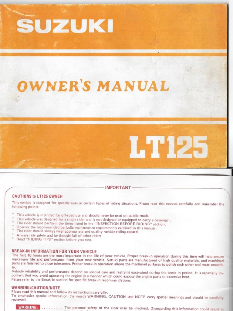 Suzuki LT125 Owners Manual | PDF
