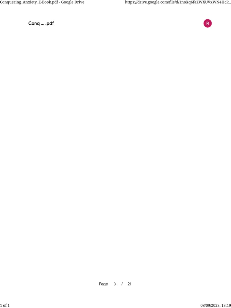 Conquering - Anxiety - E-Book - PDF - Google Drive | PDF | Computers