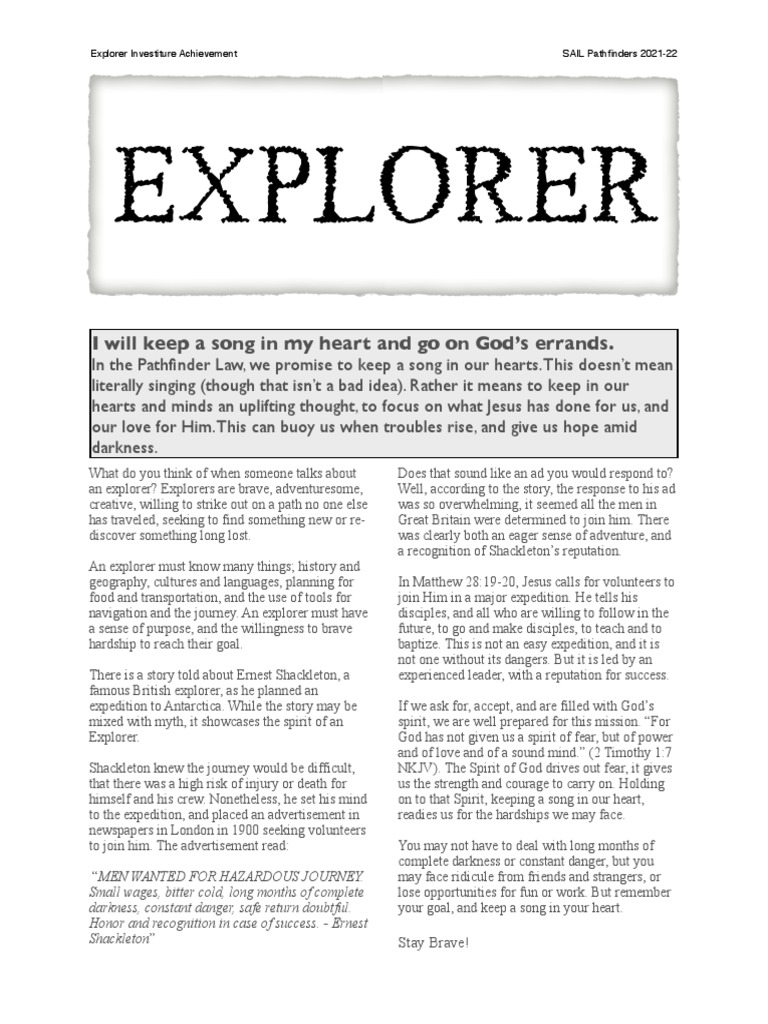 Explorer Investiture Achievement Guide | PDF | Acts Of The Apostles ...
