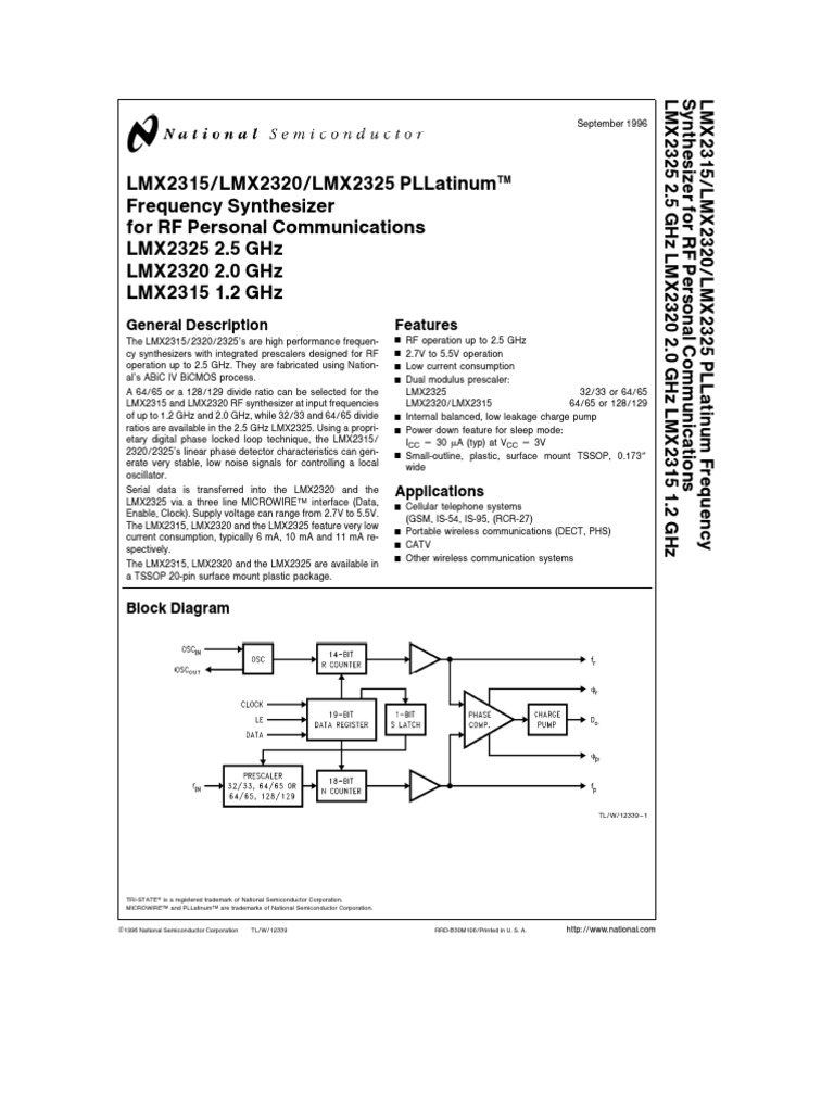 LMX 2320 | PDF | Electronic Circuits | Electrical Engineering