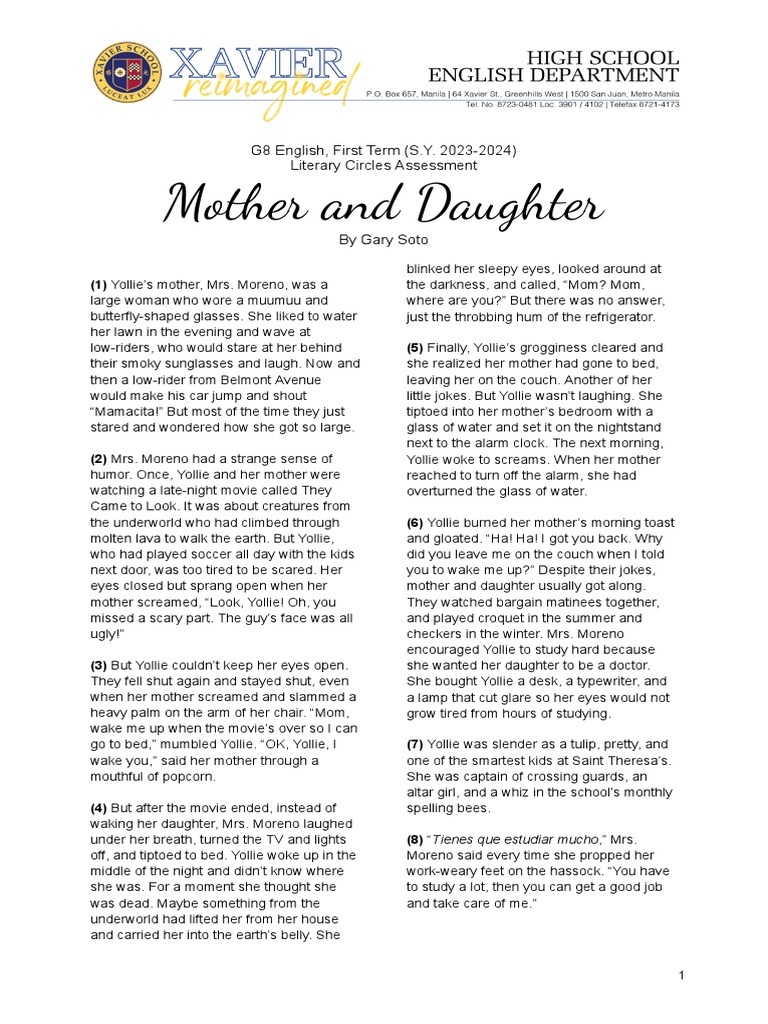 Mother and Daughter by Gary Soto | PDF