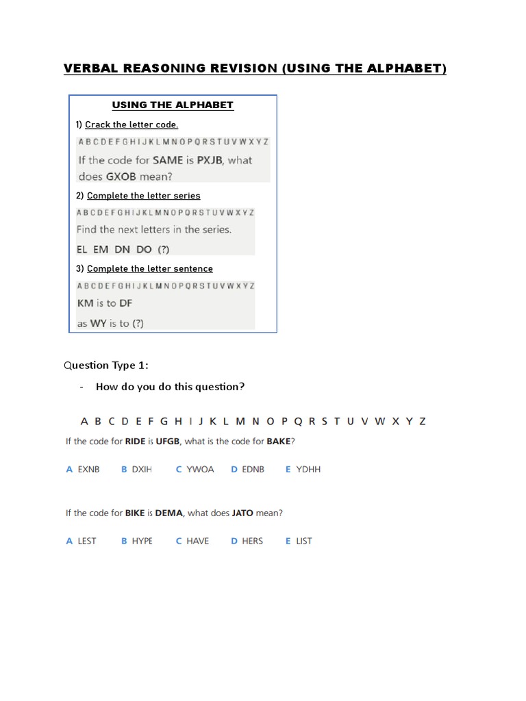 Verbal Reasoning Revision Guide | PDF