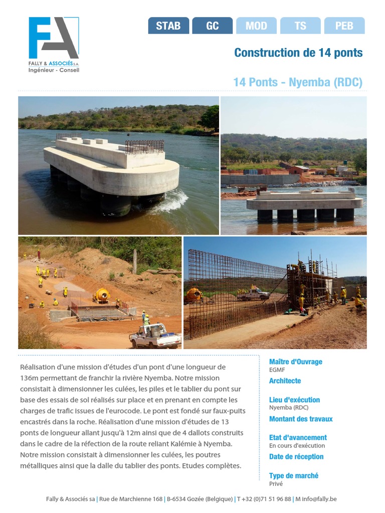 Construction de 14 ponts à Nyemba | PDF | Pont | Ingénierie des structures