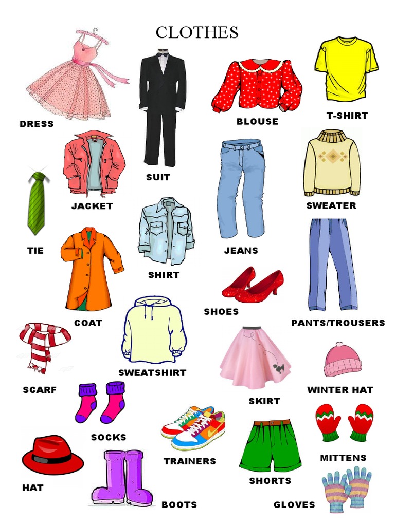 Clothes Accesories and Details 7pages Games Picture Description ...