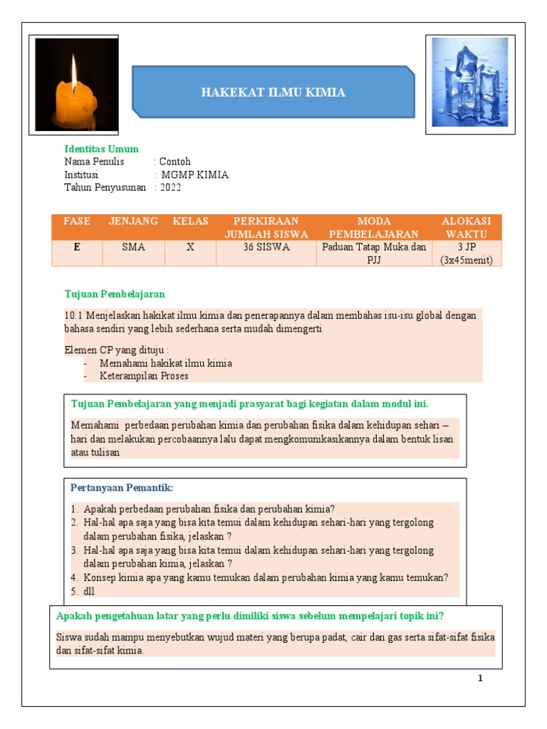 Contoh Modul Ajar Dari MGMP | PDF