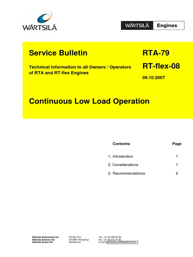 RTA-79: Low Load Operation Guidelines | PDF | Engines | Turbocharger