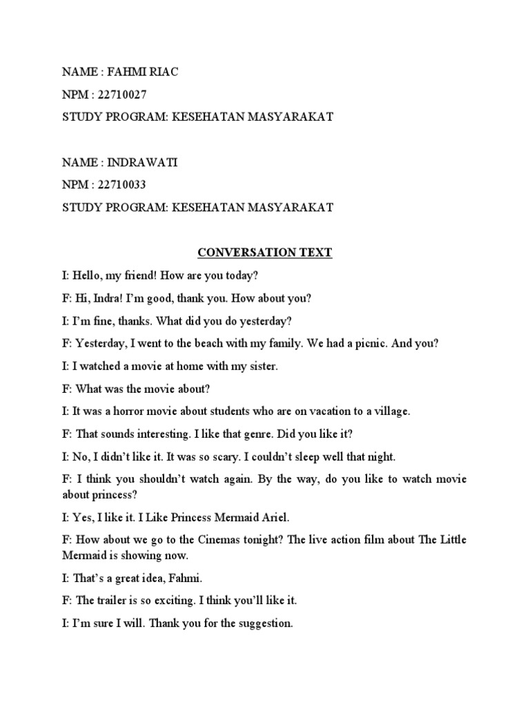Conversation Text | PDF