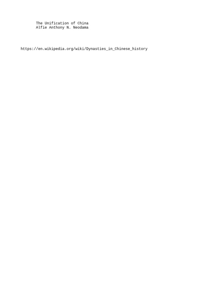 Unification and Dynasties of China | PDF | Han Dynasty | China