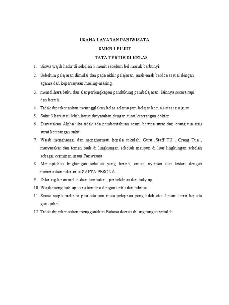 Tata Tertib Siswa SMKN 1 Pujut | PDF | Kesehatan Holistik