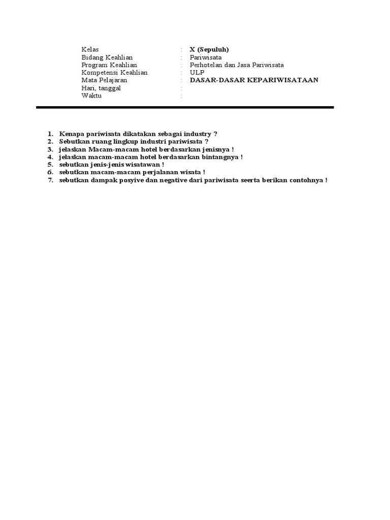 Soal DPK X Ulp | PDF