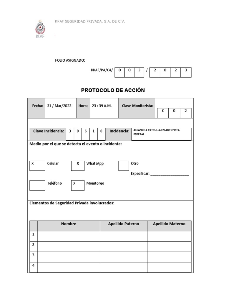 Prop Protocolo Accion 003 | PDF | Seguridad Pública
