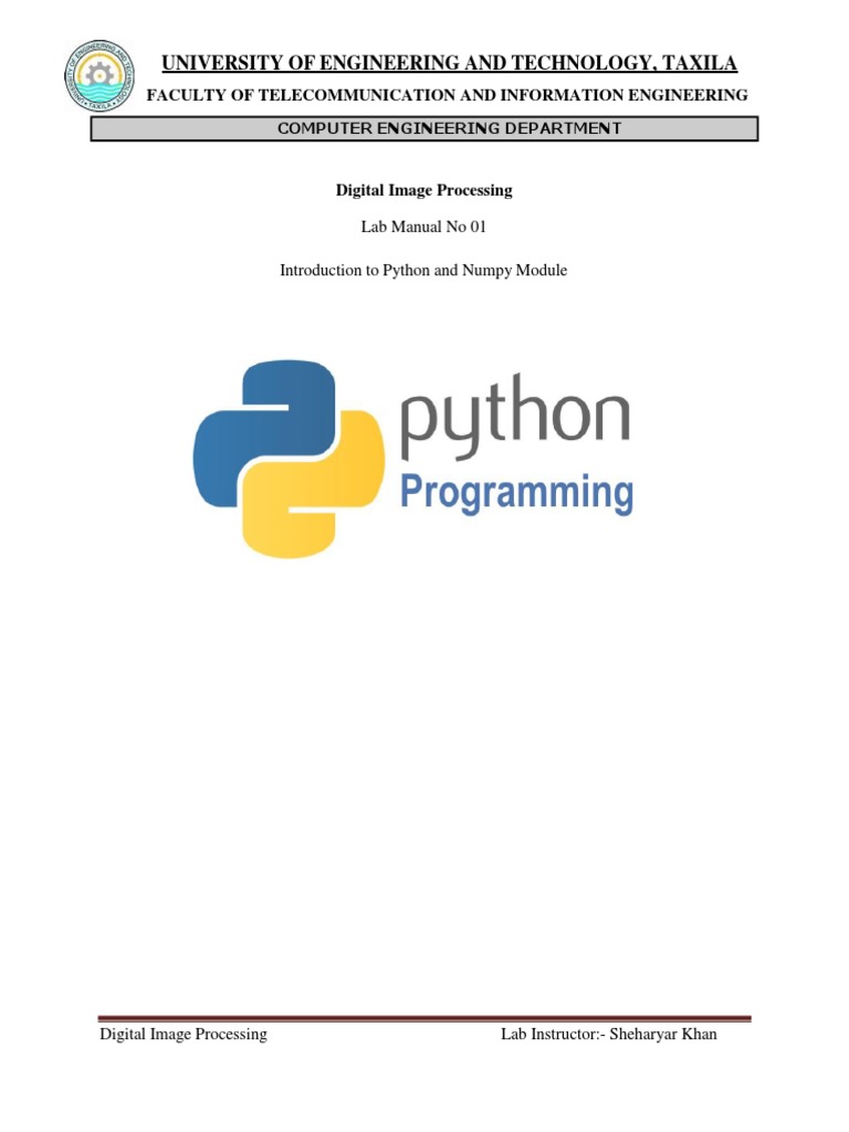 DIP Lab Manual No 01 | PDF | Python (Programming Language) | Integer (Computer Science)