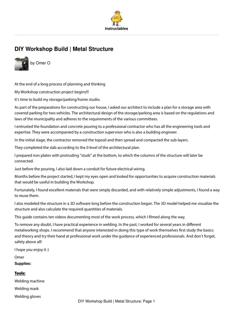 DIY Workshop Build Metal Structure | PDF