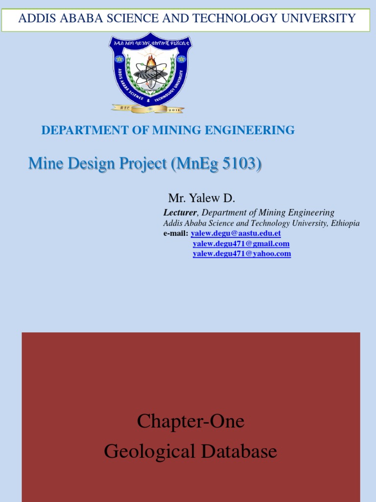 CH 1 Geologicall Database Lecturing | PDF | Geology | Mining