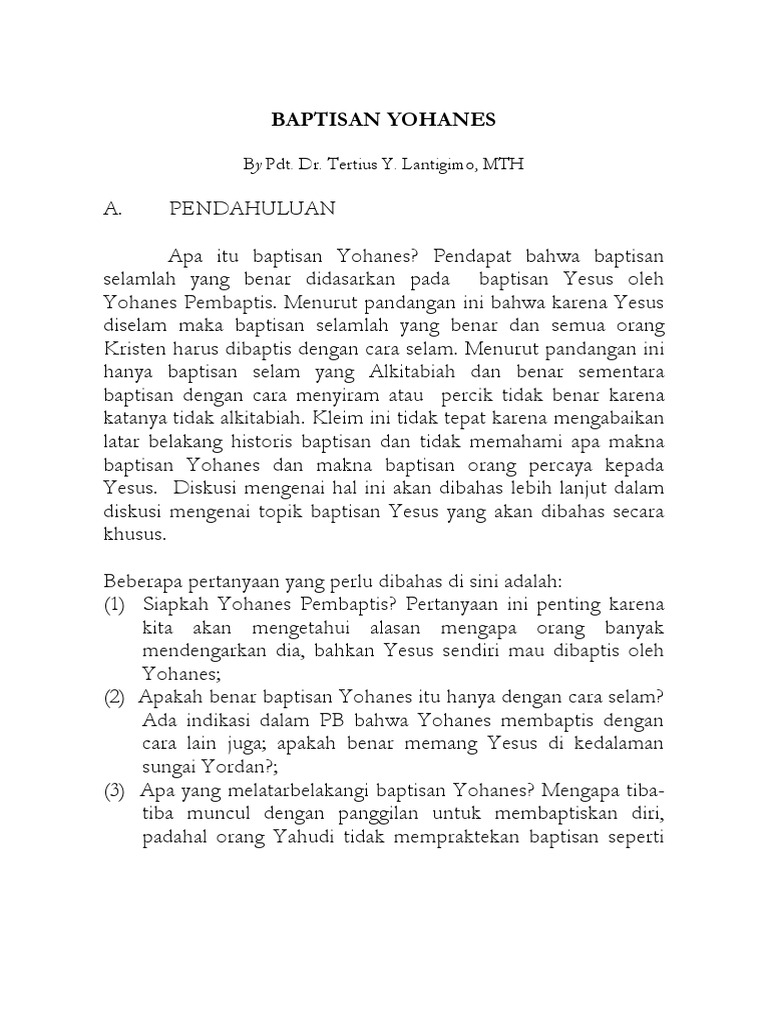 Apa Itu Baptisan Yohanes | PDF