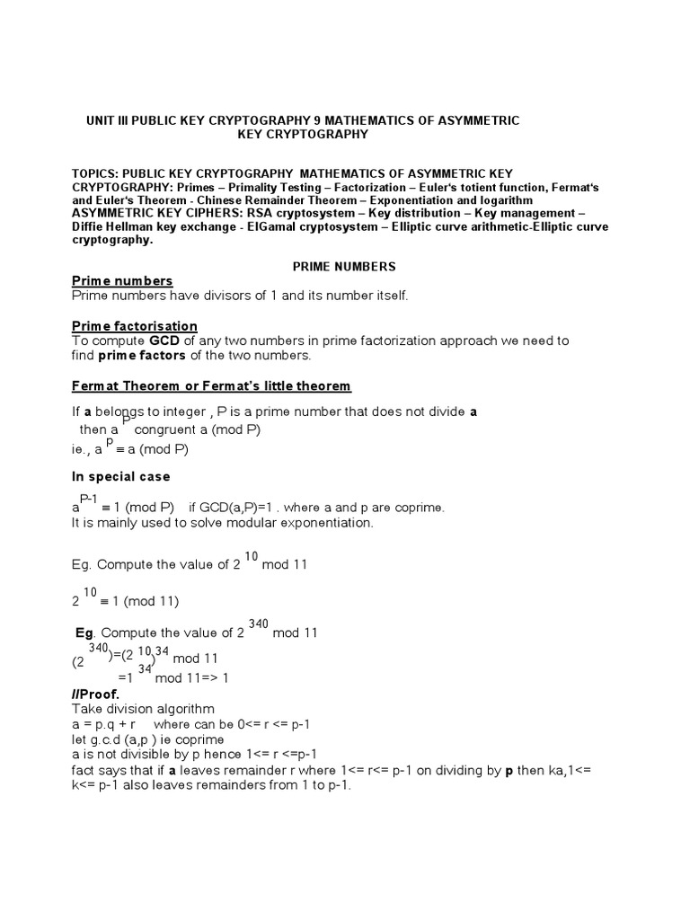 CNS Unit 3 | PDF | Prime Number | Cryptography CNS Unit 3 | PDF | Prime Number | Cryptography