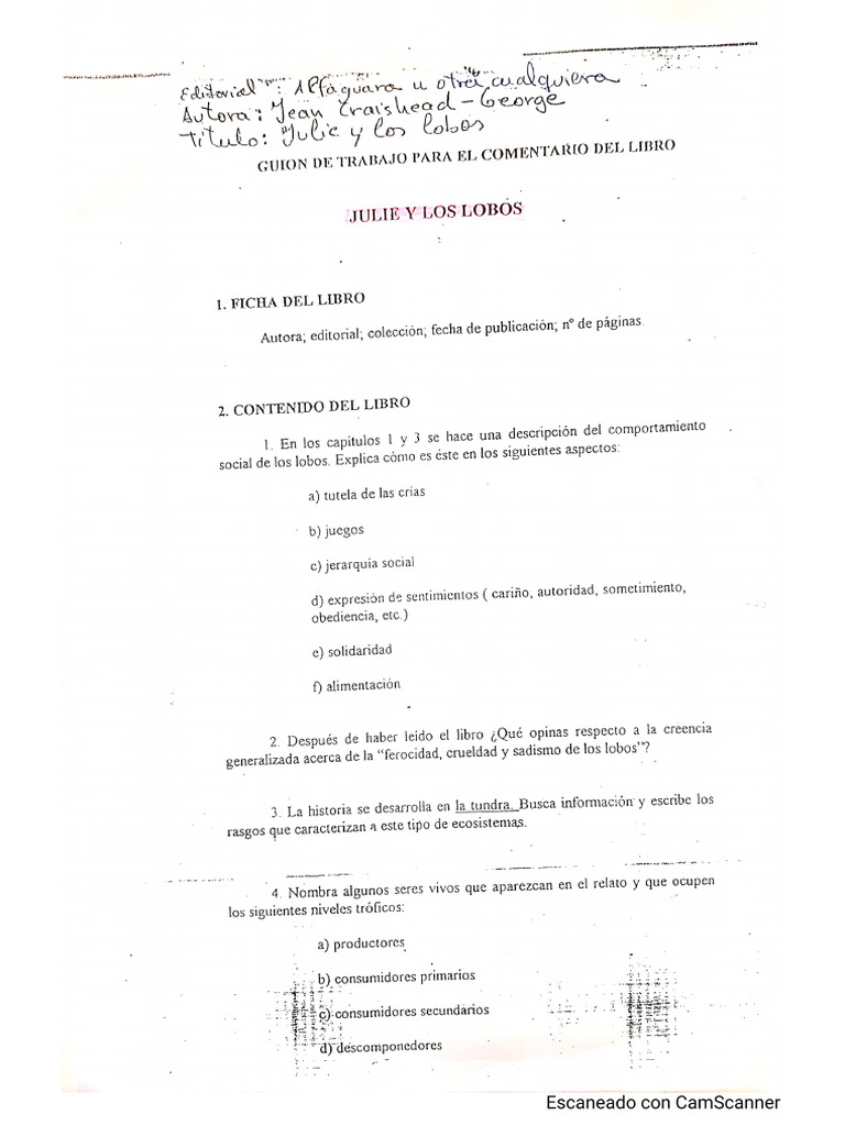 Trabajo Julie y Los Lobos | PDF