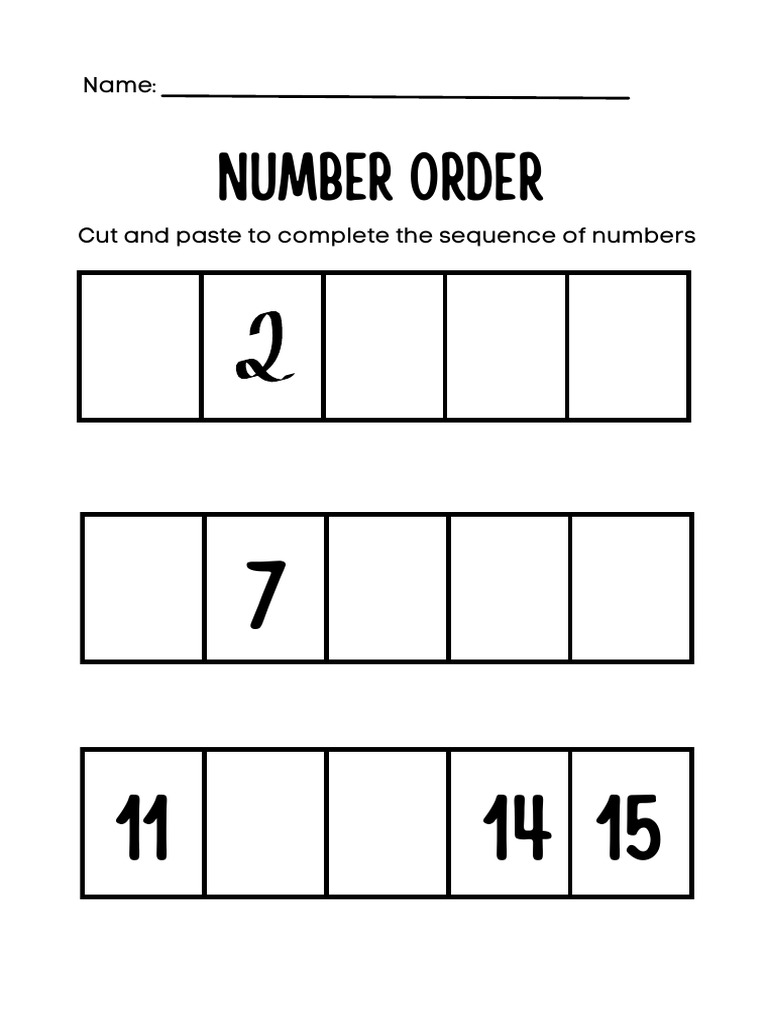Ordering Numbers 1-15 Activity Worksheet For Kids | PDF