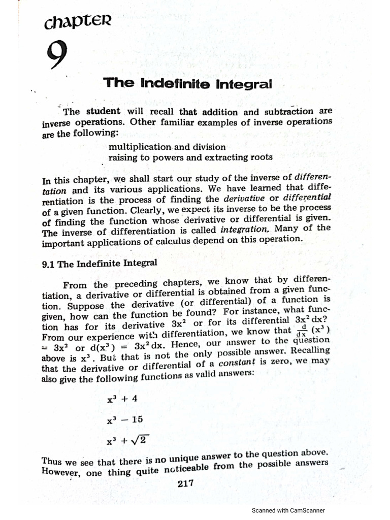 Chapter 1 Indefinite Integral | PDF Chapter 1 Indefinite Integral | PDF