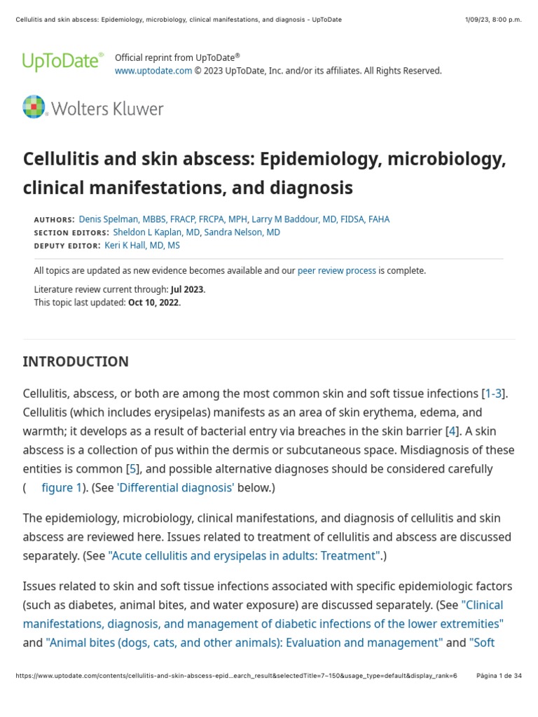 Cellulitis and Skin Abscess Epidemiology, Microbiology, Clinical ...