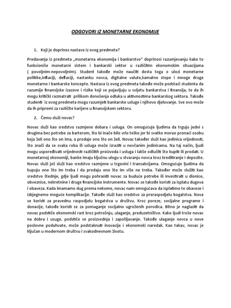 Skripta Monetarna Ekonomija II | PDF