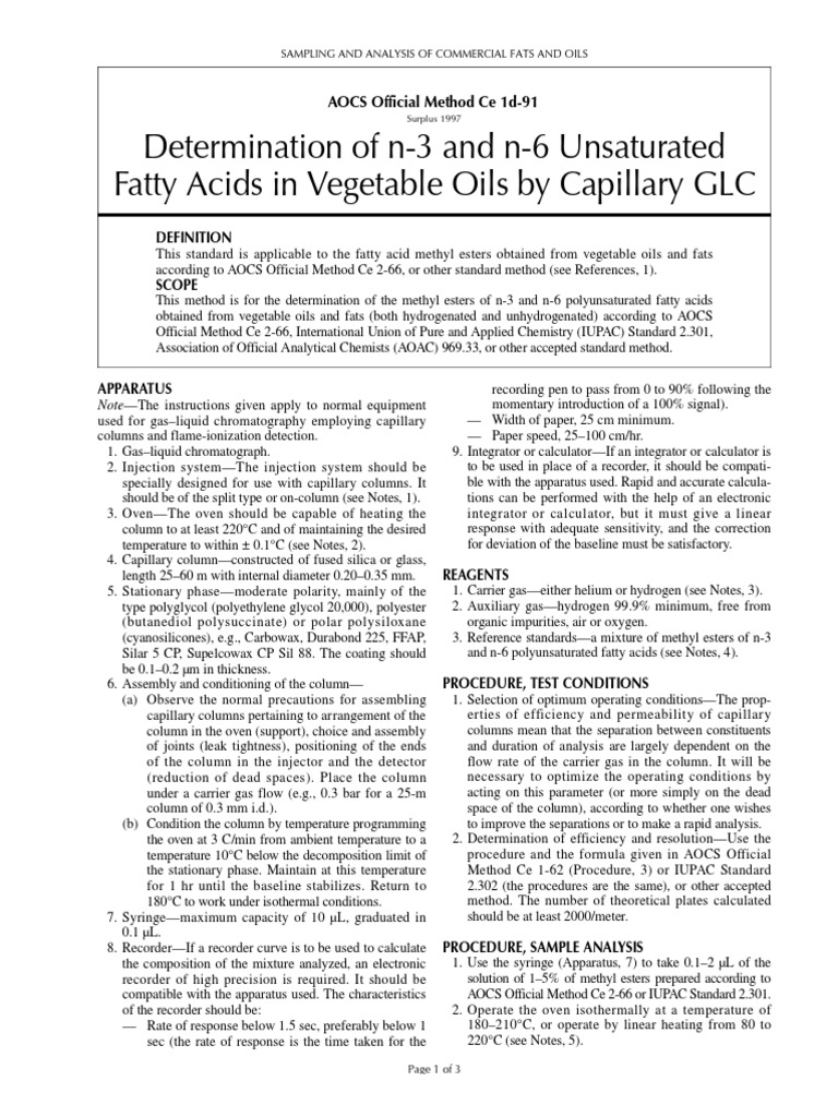 AOCS Ce 1d91 | Download Free PDF | Fatty Acid | Gas Chromatography