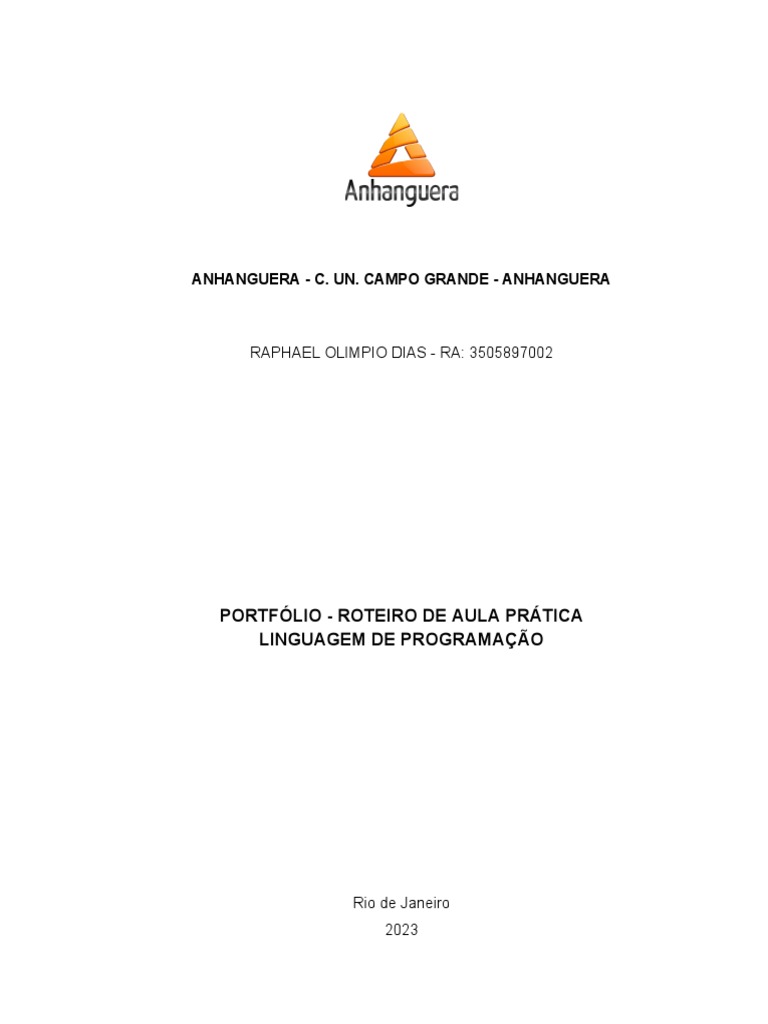 Portifolio Linguagem de Programacao | PDF | Python (linguagem de ... Portifolio Linguagem de Programacao | PDF | Python (linguagem de ...