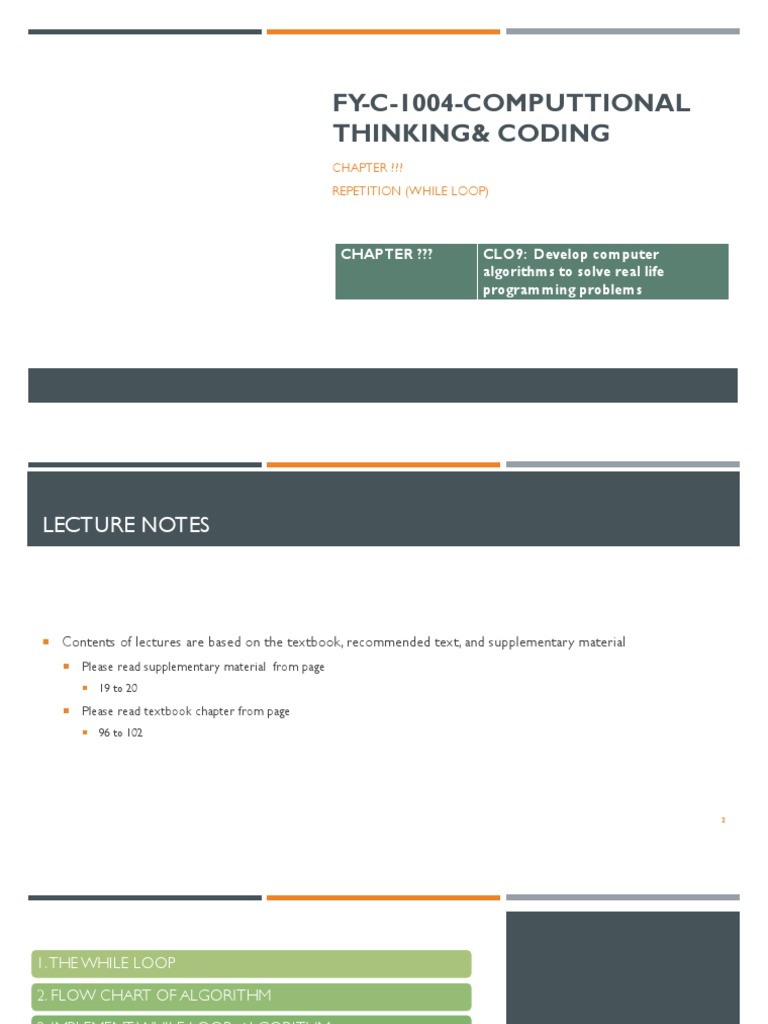 While Loop Slides | PDF | Control Flow | Algorithms While Loop Slides | PDF | Control Flow | Algorithms