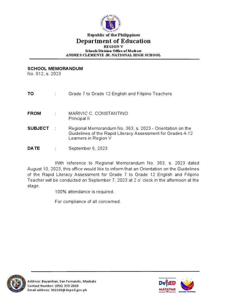 Editable School Memo | PDF