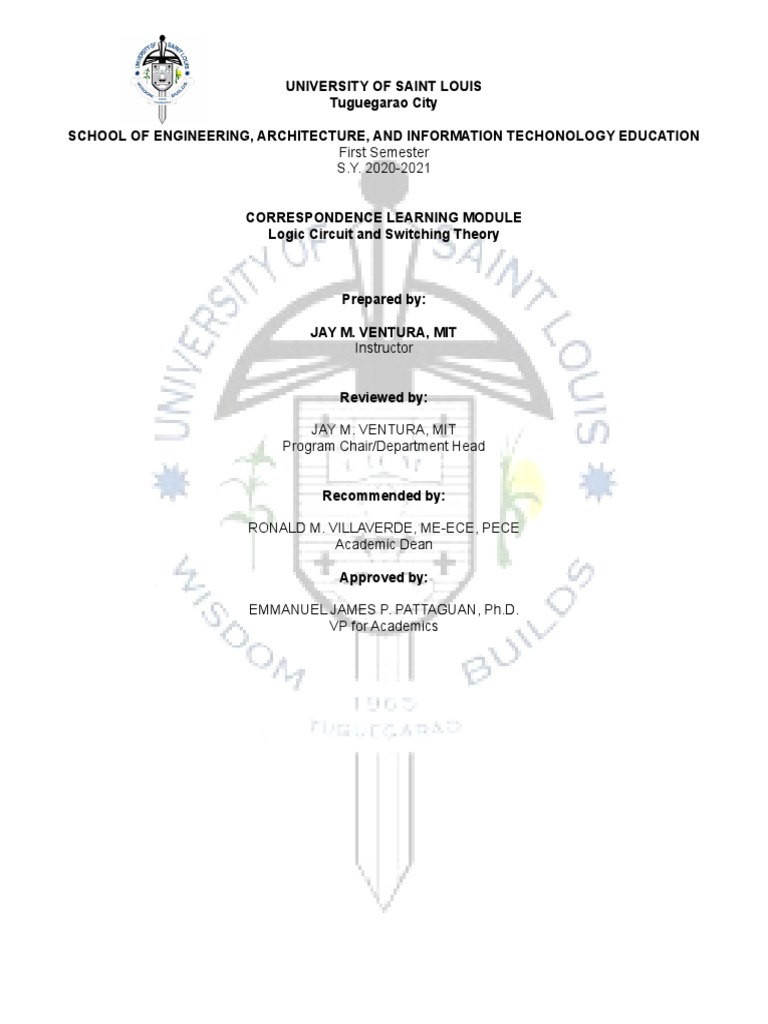 Week 2 Module For Logic Circuit Lms Pdf Boolean Algebra
