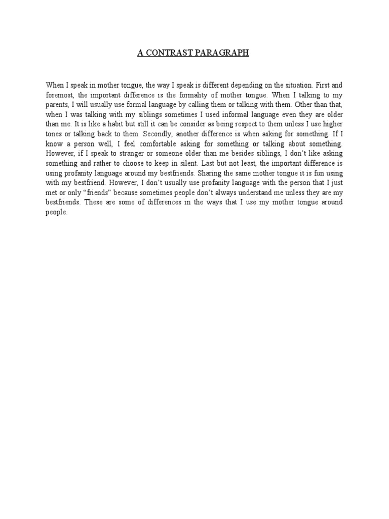 A Contrast Paragraph | PDF