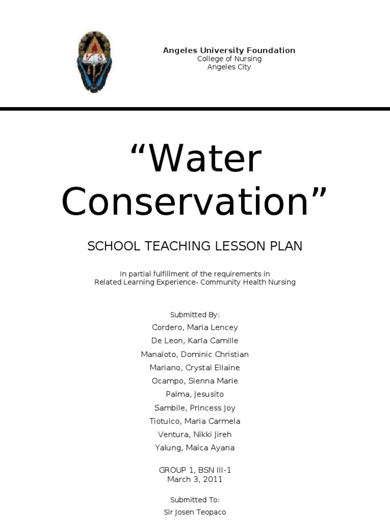 LESSON PLAN Water Conservation | Water Conservation | Water