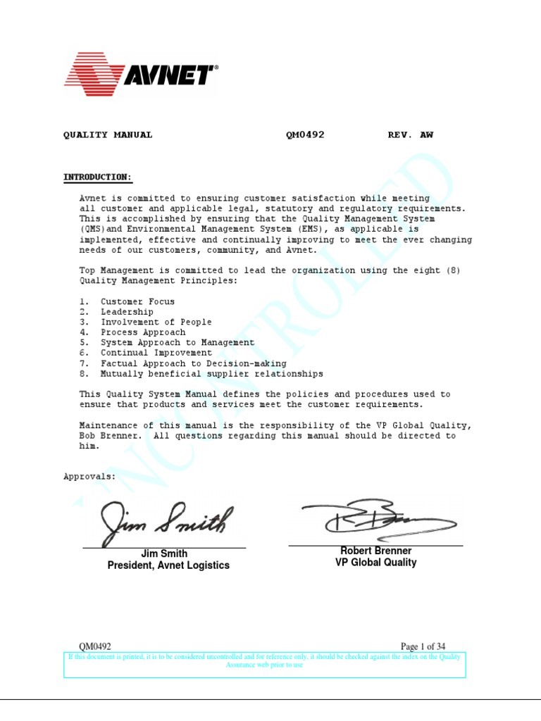 Logistics Quality Manual Example | PDF | Quality Management System ...