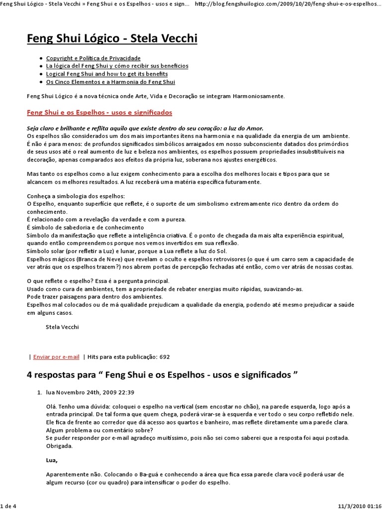 Feng Shui Lógico - Espelhos | PDF | Lua | Espelho
