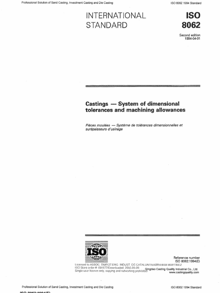 ISO_8062; Casting | PDF