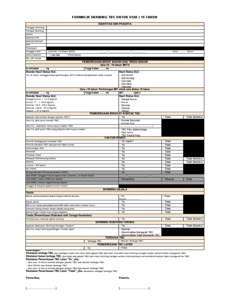 Kuesioner Skrining Gejala TBC | PDF Kuesioner Skrining Gejala TBC | PDF
