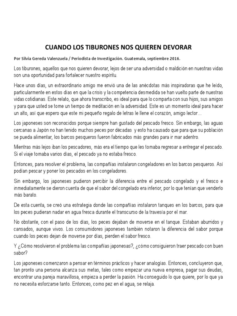 Tiburones como retos en la vida | PDF | Pescado